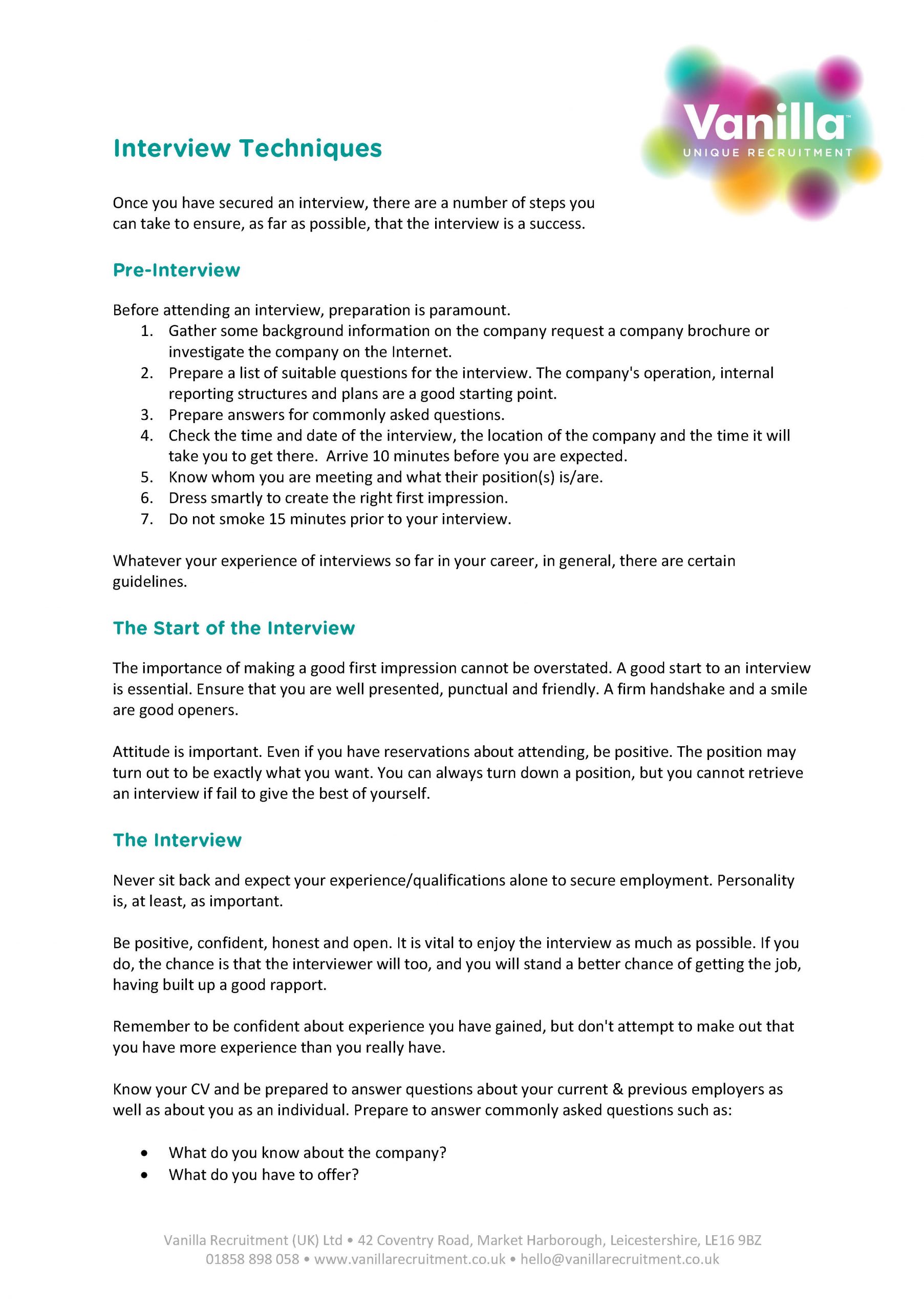 Candidate Recruitment Resources | Vanilla Recruitment, Market Harborough